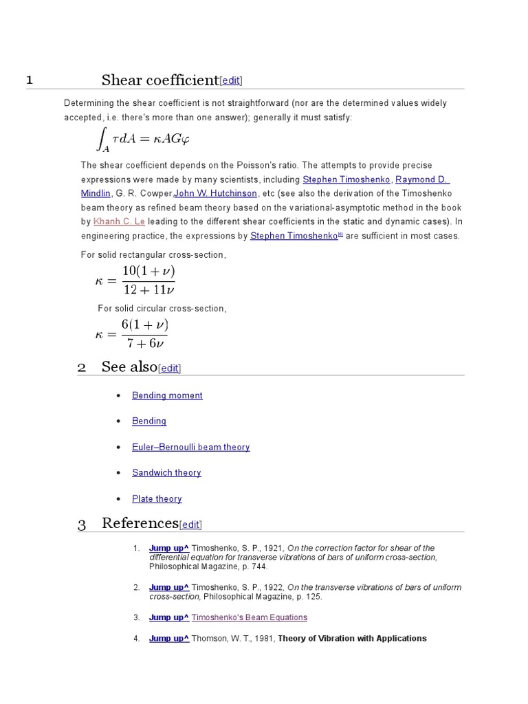 1 Shear Coefficient: Stephen Timoshenko Raymond D. Mindlin John W ...