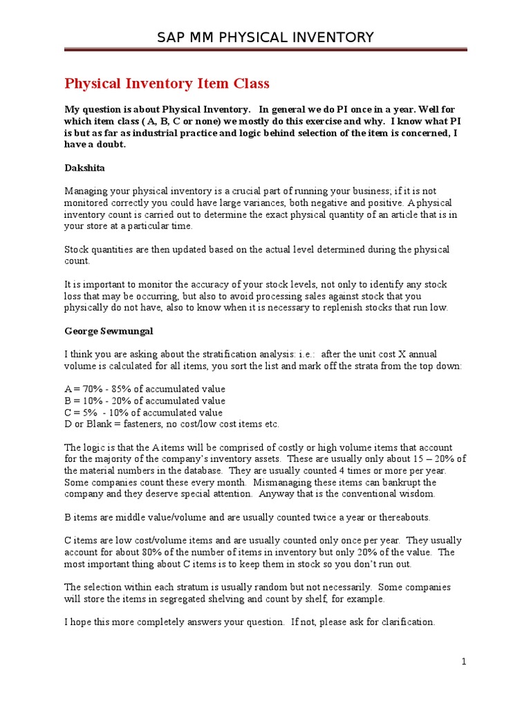 SAP MM Physical Inventory Overview | PDF | Computing | Business