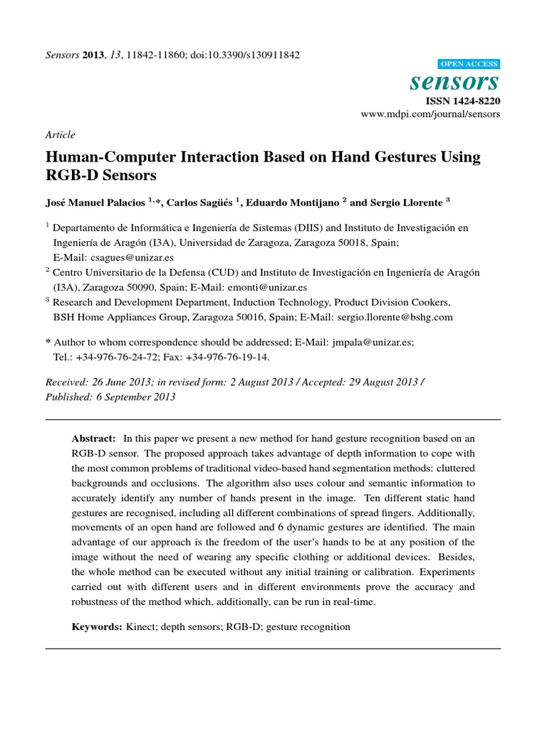 Hand Gesture Recognition Using RGB-D Sensors | PDF | Image Segmentation ...