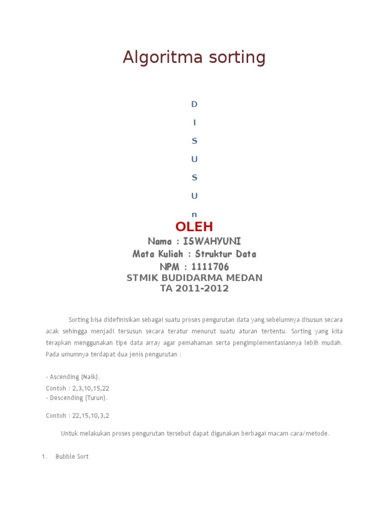 Algoritma Sorting | PDF