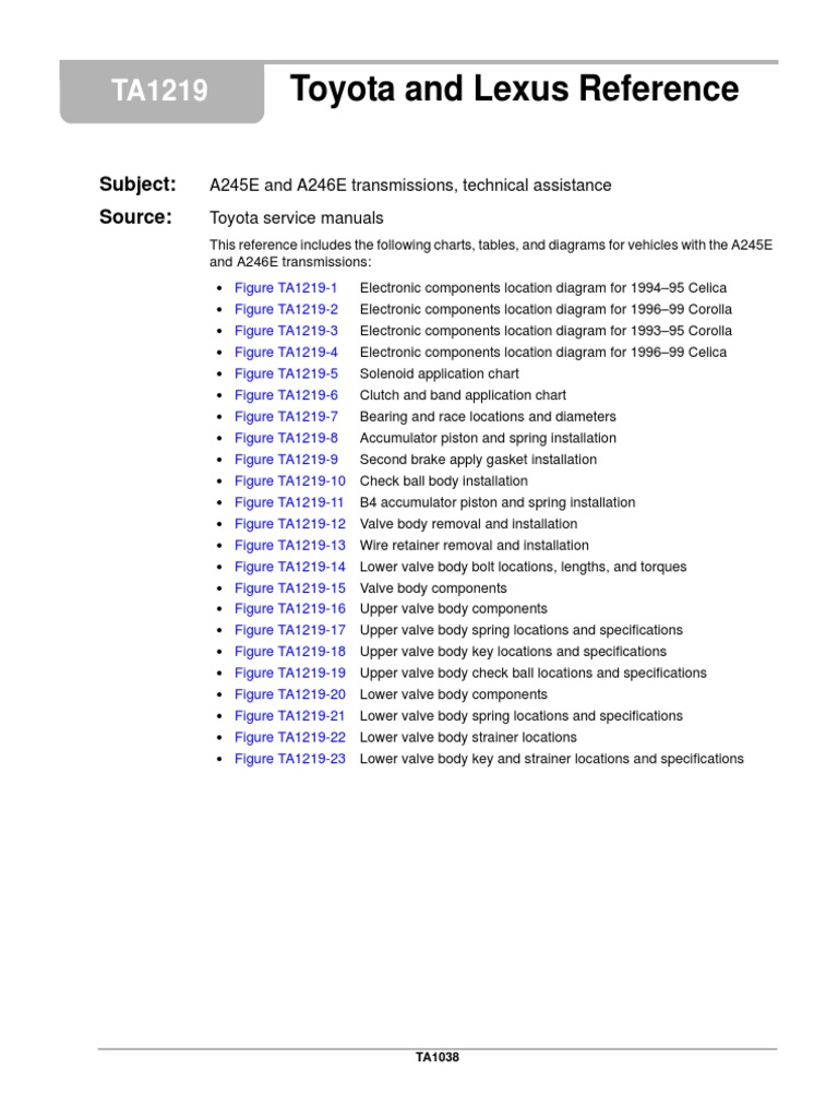 Toyota A245e | PDF | Valve | Toyota