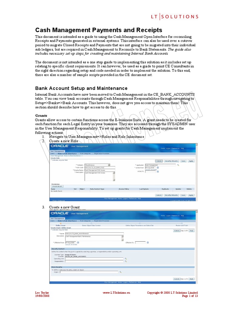 R12 Cash Management Payments and Receipts | PDF | User (Computing ...