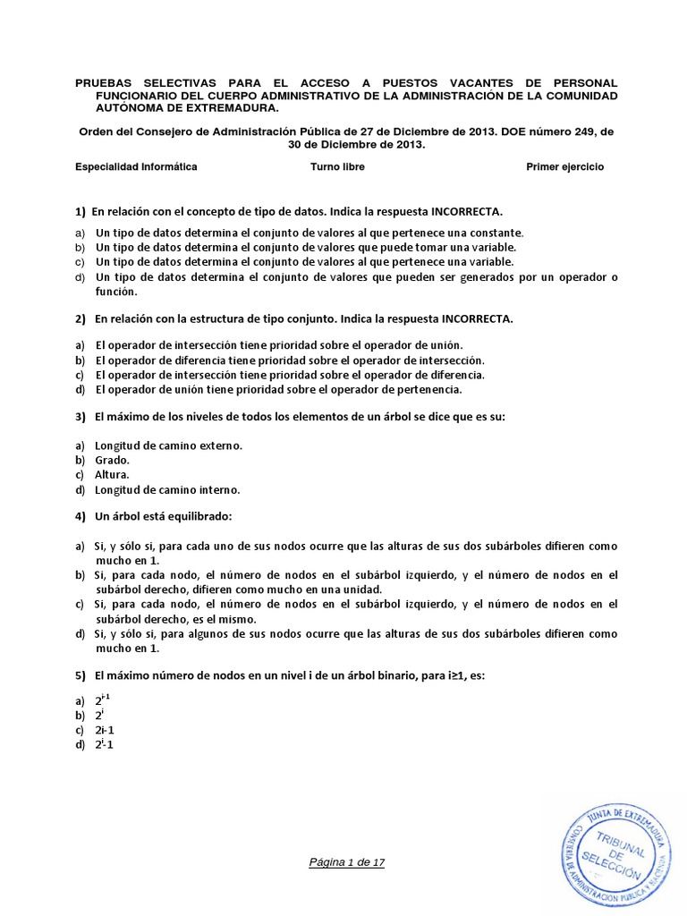 Examen Oposiciones Operador Infor Turno Libre | PDF | Enrutador (Computación) | Yo Pv6