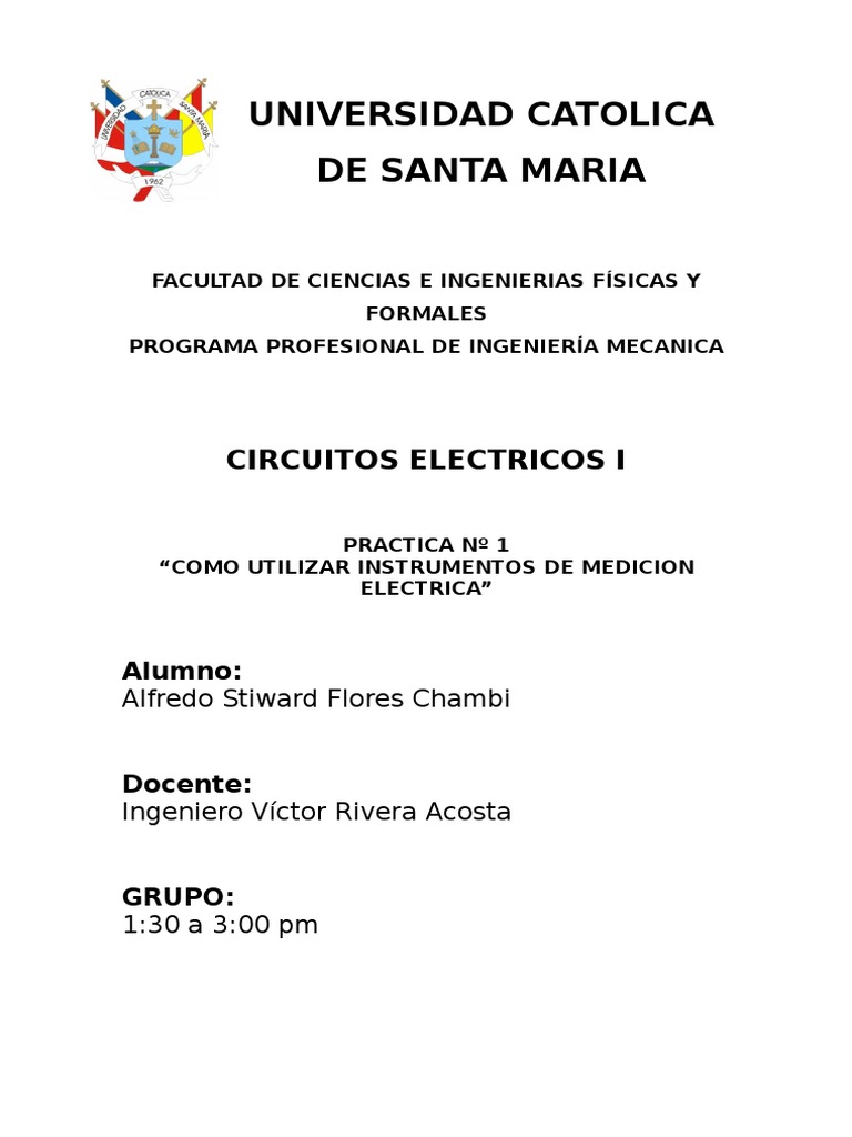 Practica 1 Como Utilizar Instrumentos De Medicion Electrica Pdf