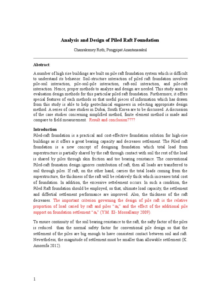 Piled Raft Foundation Design Analysis | PDF | Deep Foundation ...