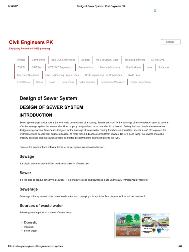 Design of Sewer System - Civil Engineers PK | PDF