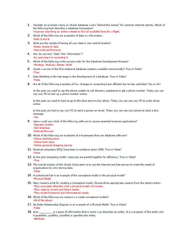 Oracle Database Kurs (Riješeni Kviz) | PDF | Sql | Relational Database