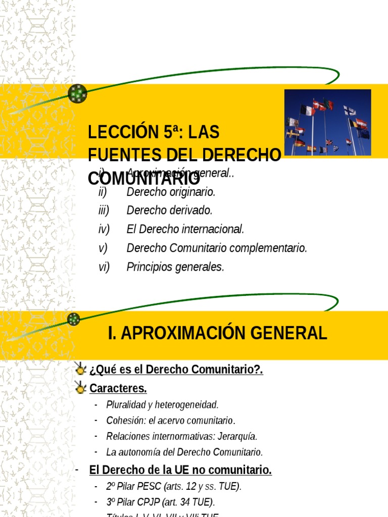 FUENTES DEL DERECHO COMUNITARIO | Ley de la Unión Europea | Estado ...