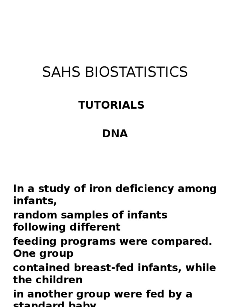 Sahs Biostatistics: Tutorials DNA | PDF | Medical Specialties | Statistics