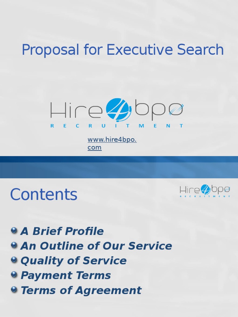 Executive Search Proposal BPO | PDF | Outsourcing | Recruitment