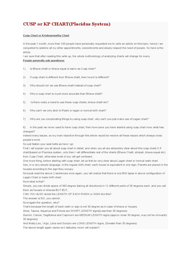 CUSP or KP CHART | PDF | Astrology | Esoteric Cosmology