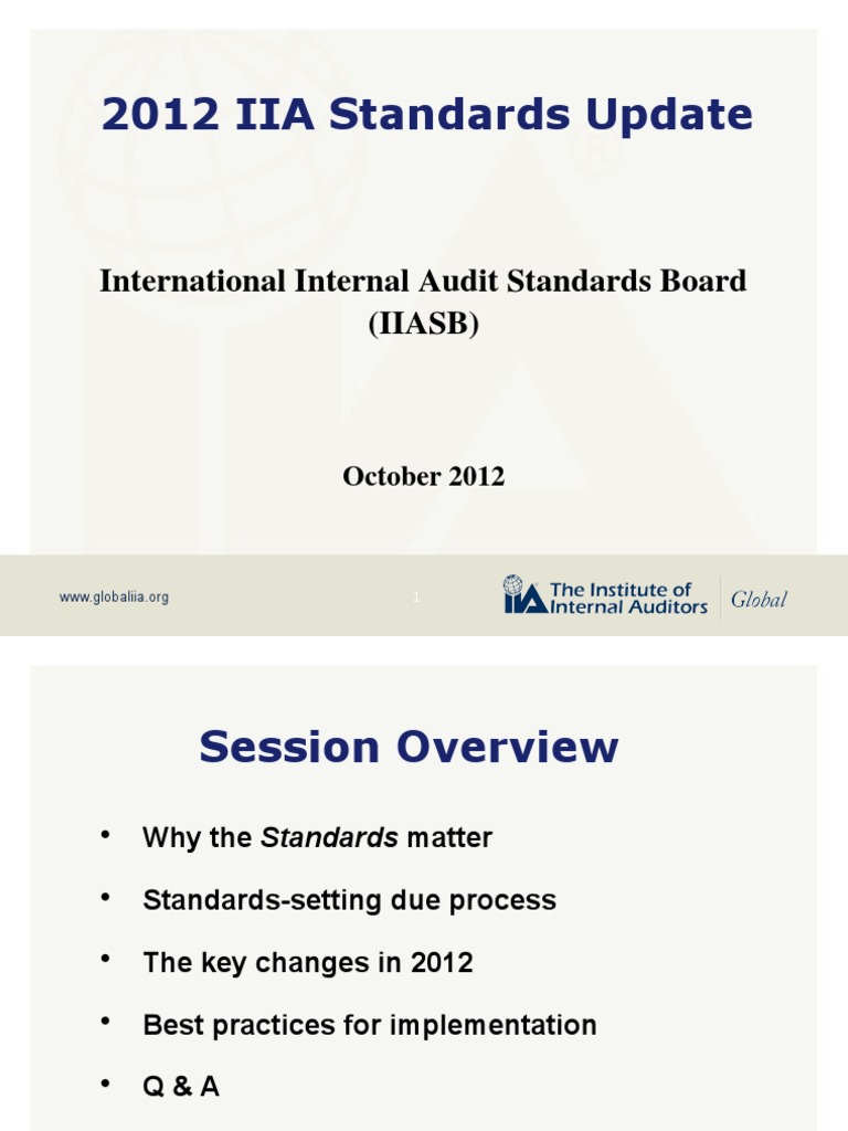 2012 IIA Standards Update | PDF | Internal Audit | Audit