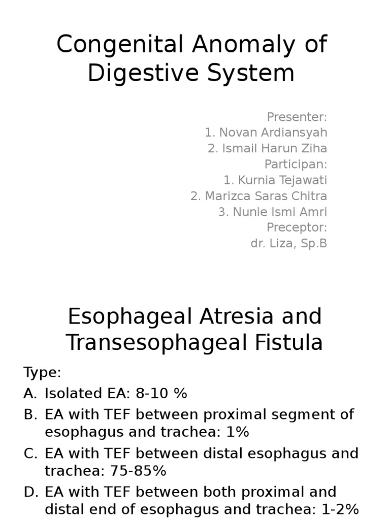 Congenital Anomaly of Digestive System | PDF | Gastroenterology | Organ ...