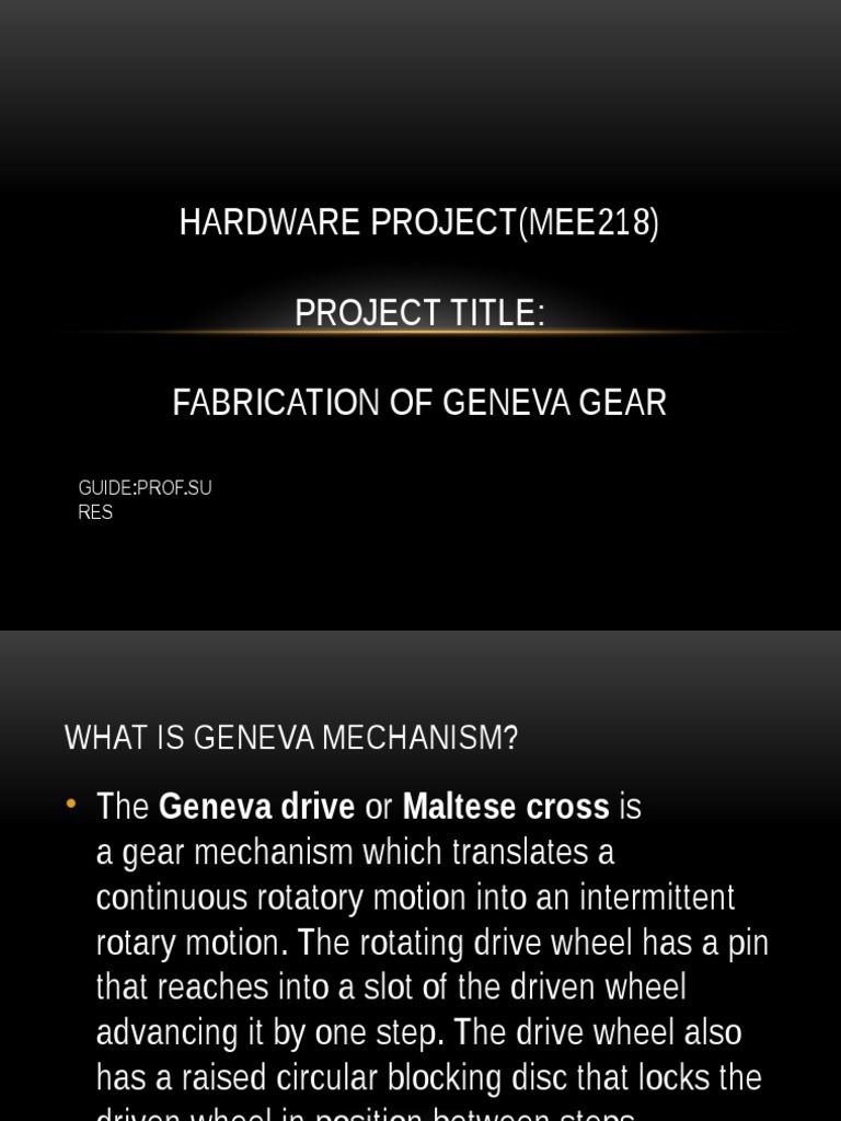 Geneva Mechanism | PDF