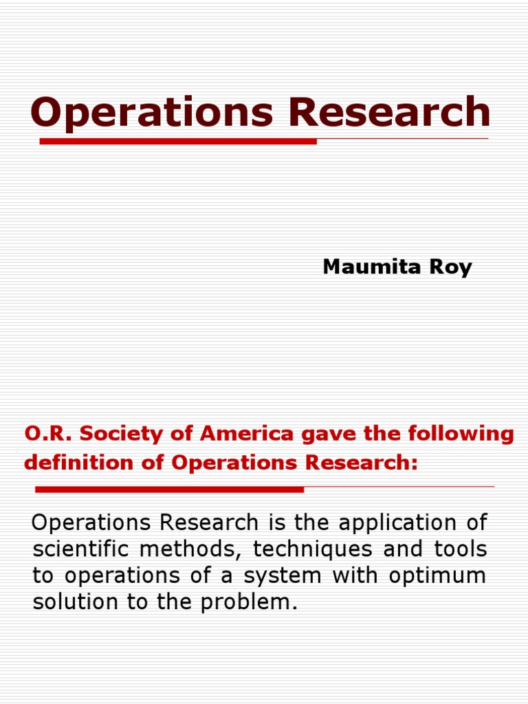 1.1 Operations Research - Introduction | PDF | Quality Of Service | Operations Research