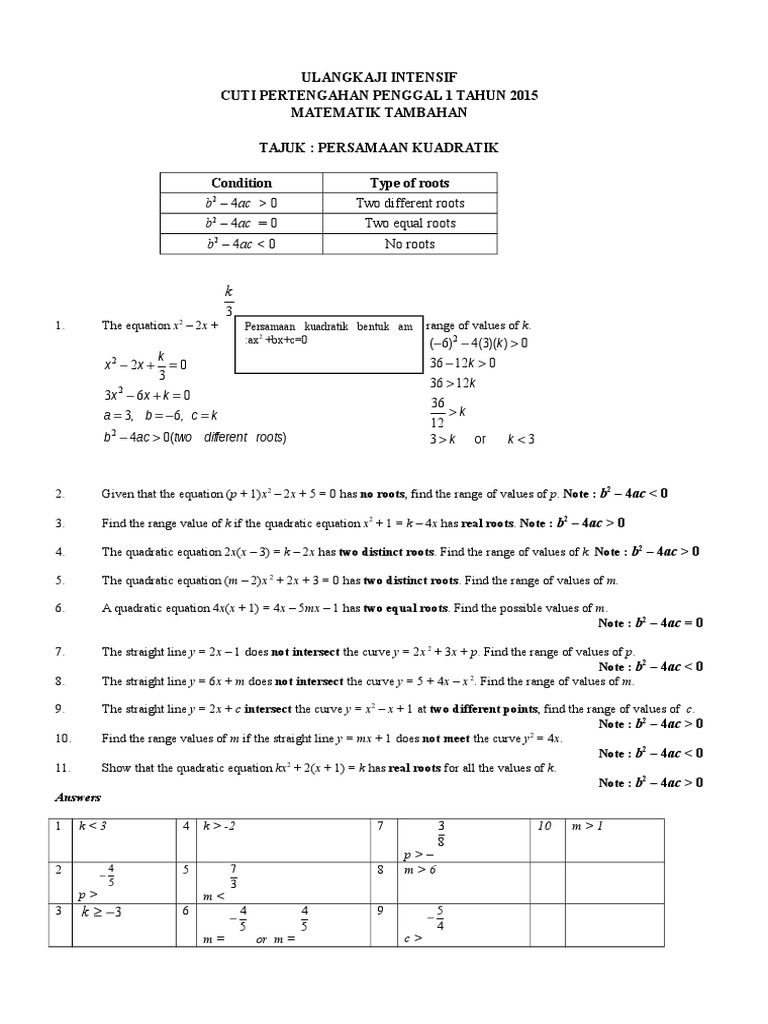 Persamaan Kuadratik | PDF | Quadratic Equation | Mathematical Objects