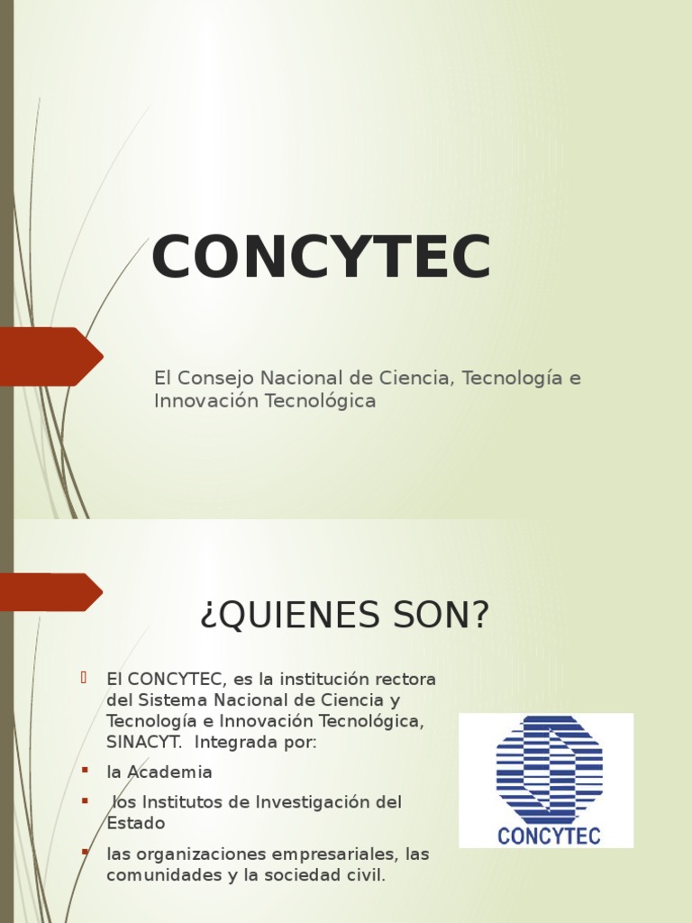 CONCYTEC: Rol y Objetivos en Innovación | PDF