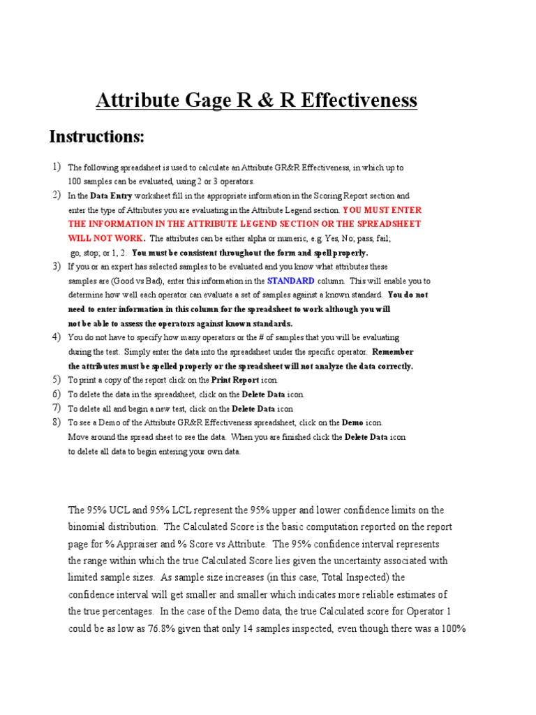 Attribute Gage R&R Effectiveness Guide | PDF