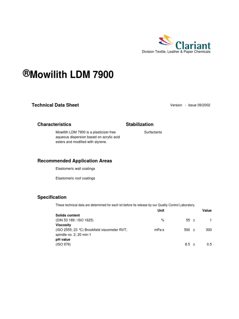 Mowilith LDM 7900 Data Sheet | PDF