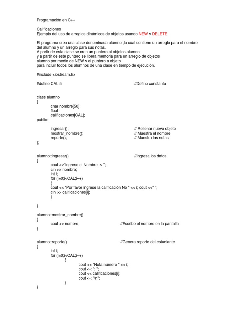 Programación en C++ Calificaciones Ejemplo Del Uso | PDF | Estructura de datos de matriz | C