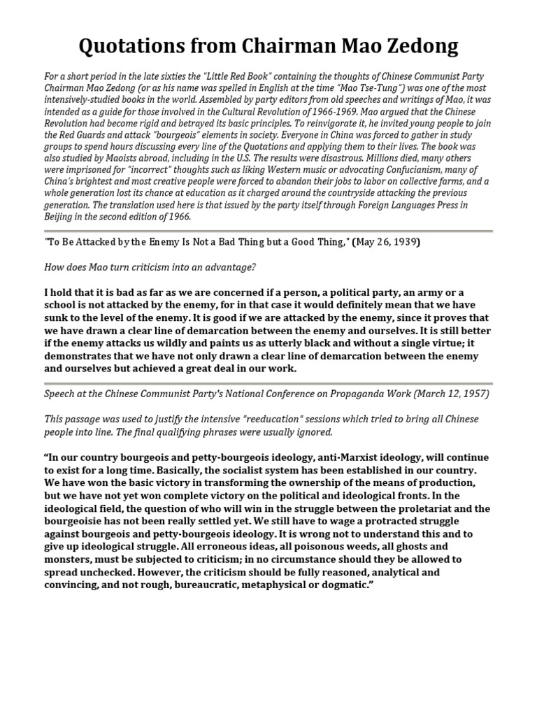 Little-Red-Book - Mao's Quotes PDF | PDF | Mao Zedong | Communism