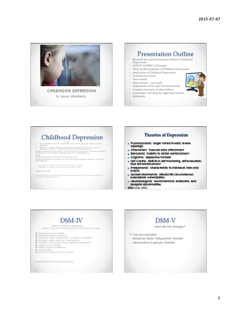 Childhood Depression Presentation Outline | PDF | Cognitive Behavioral ...