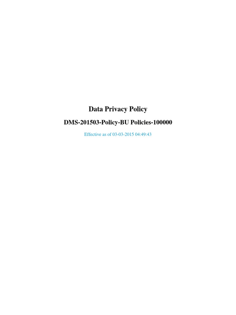 Data Privacy Policy PDF | PDF | Information Privacy | Privacy