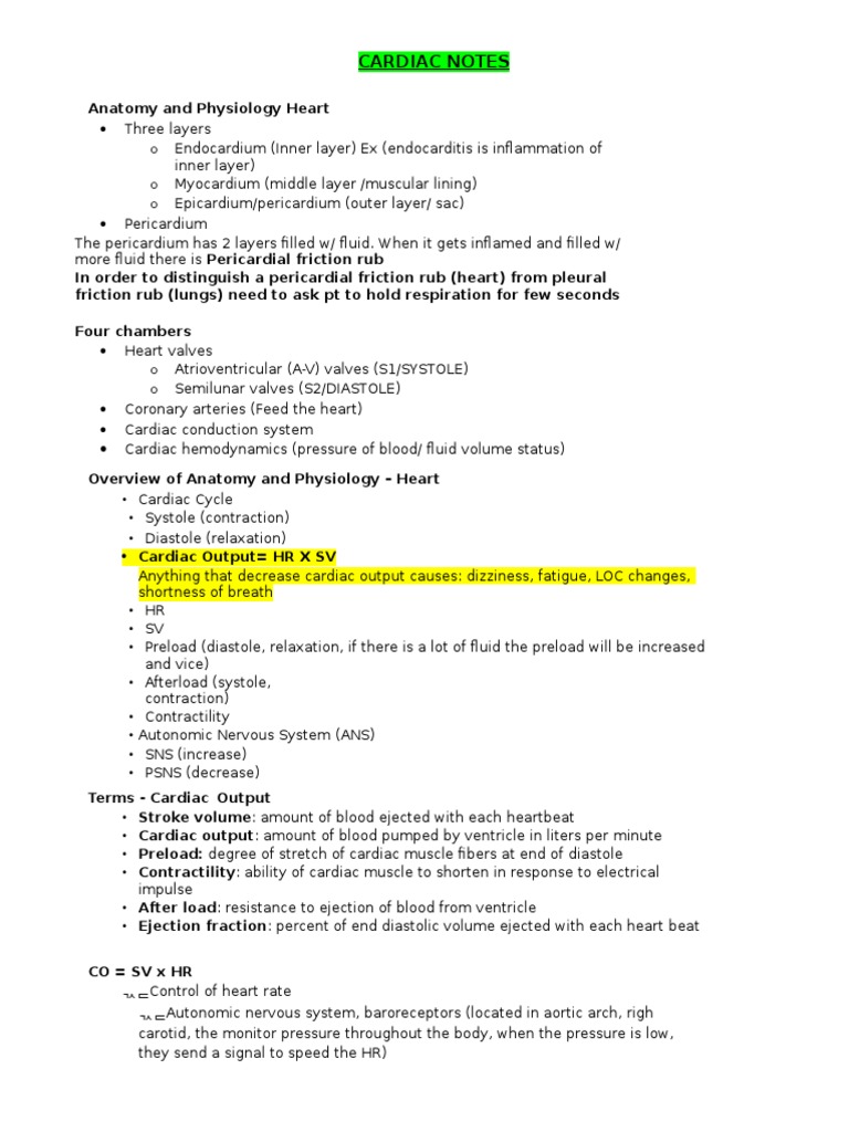 Cardiac Notes Nursing | PDF | Angina Pectoris | Percutaneous Coronary ...