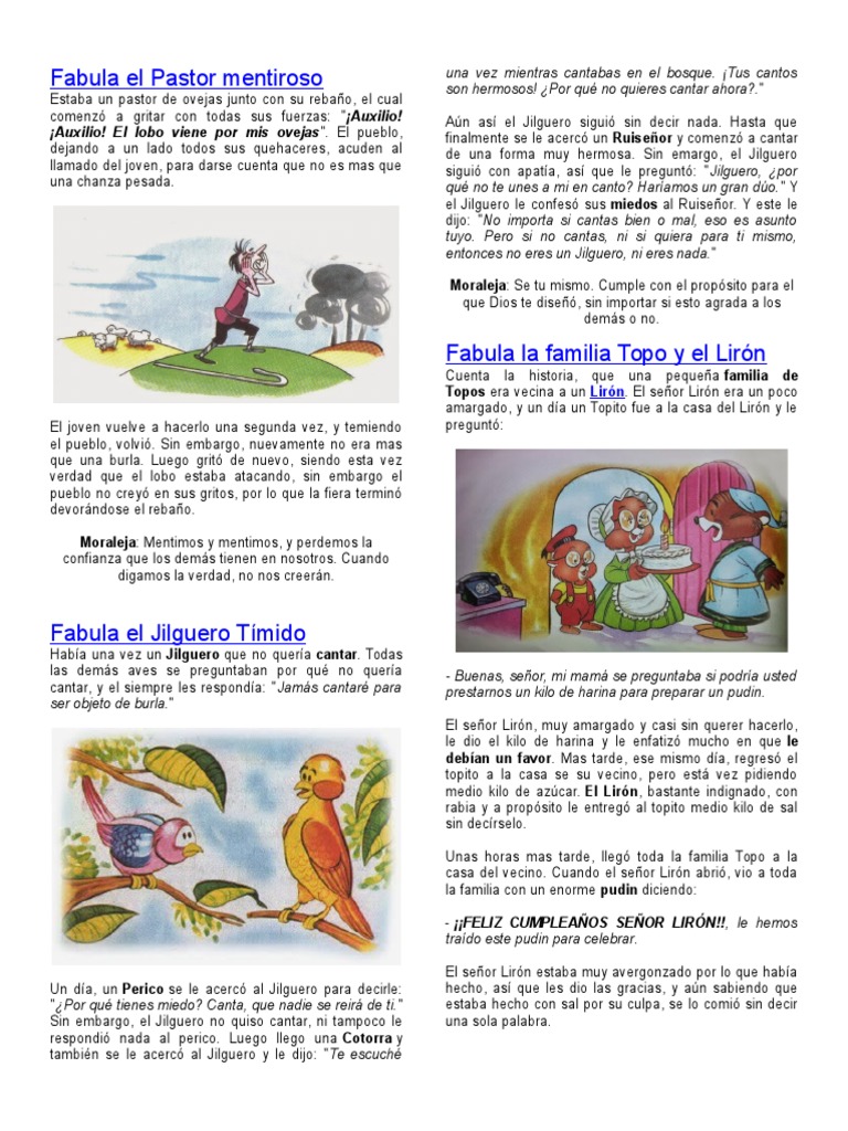 Cinco fábulas cortas con moraleja | PDF | Ocio