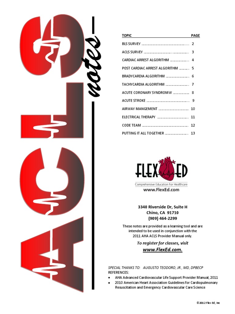 Acls Notes 7-2012 | PDF | Cardiopulmonary Resuscitation | Cardiac Arrest