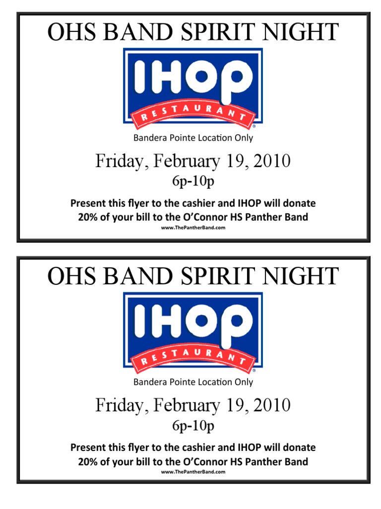 OHS Band Spirit Night at IHOP | PDF | Sports & Recreation