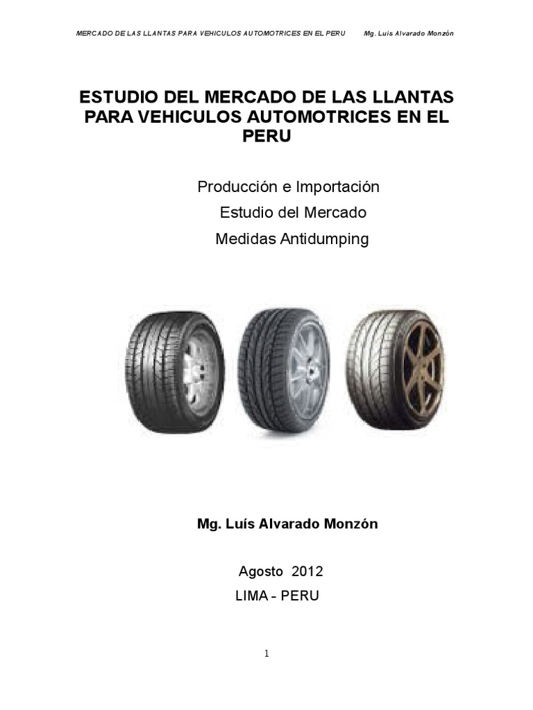 Estudio Del Mercado de Las Llantas para Vehiculos Automotrices en El ...