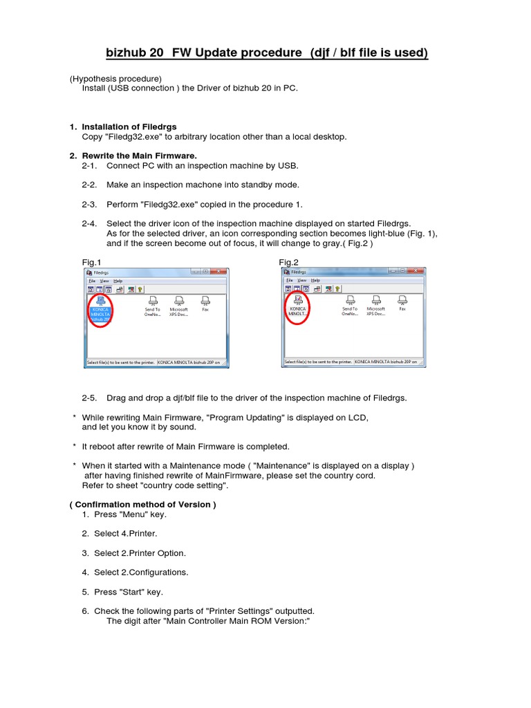 Bizhub20 FW Update Procedure | PDF | Booting | Computer Hardware