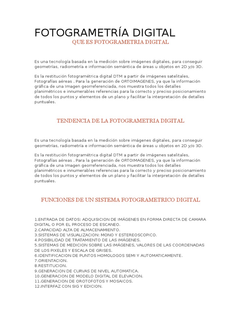 Fotogrametría Digital 2 | PDF | Fotografía aérea | Sistema de ...