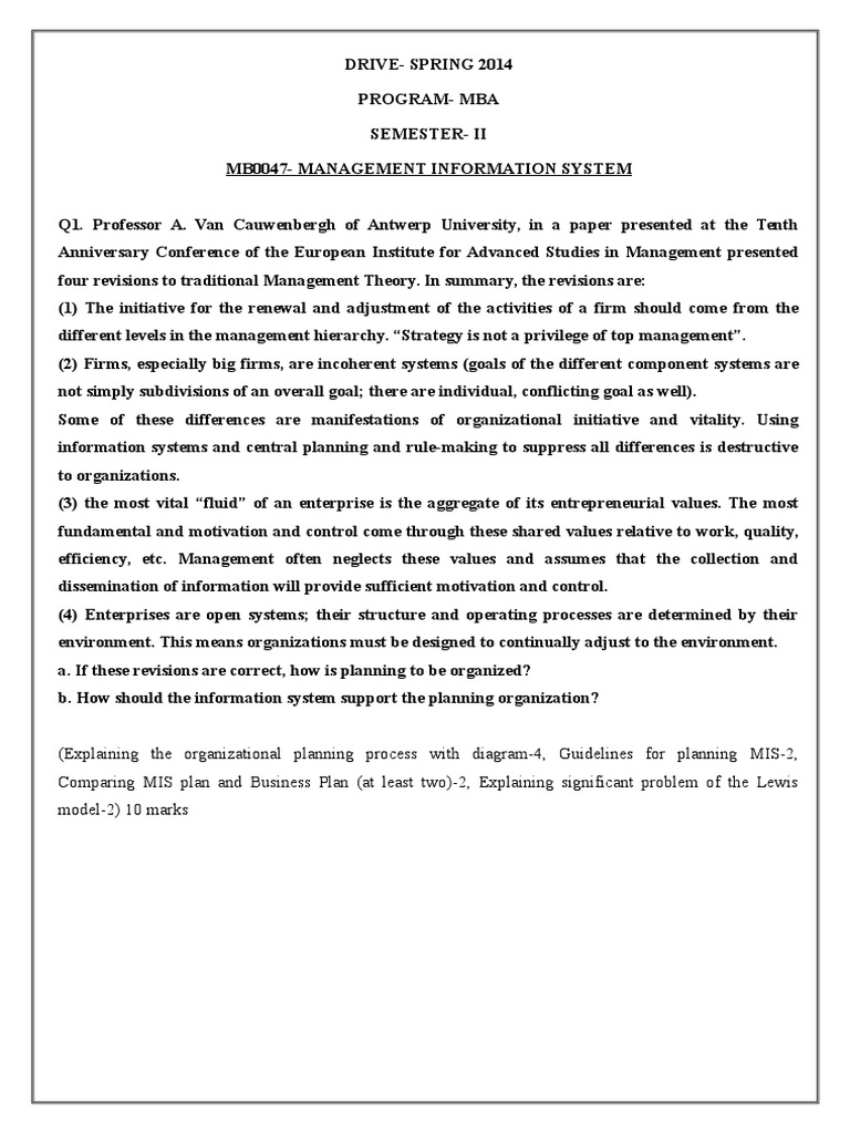 Mb0047 - Management Information System | PDF | Artificial Intelligence | Intelligence (AI ...