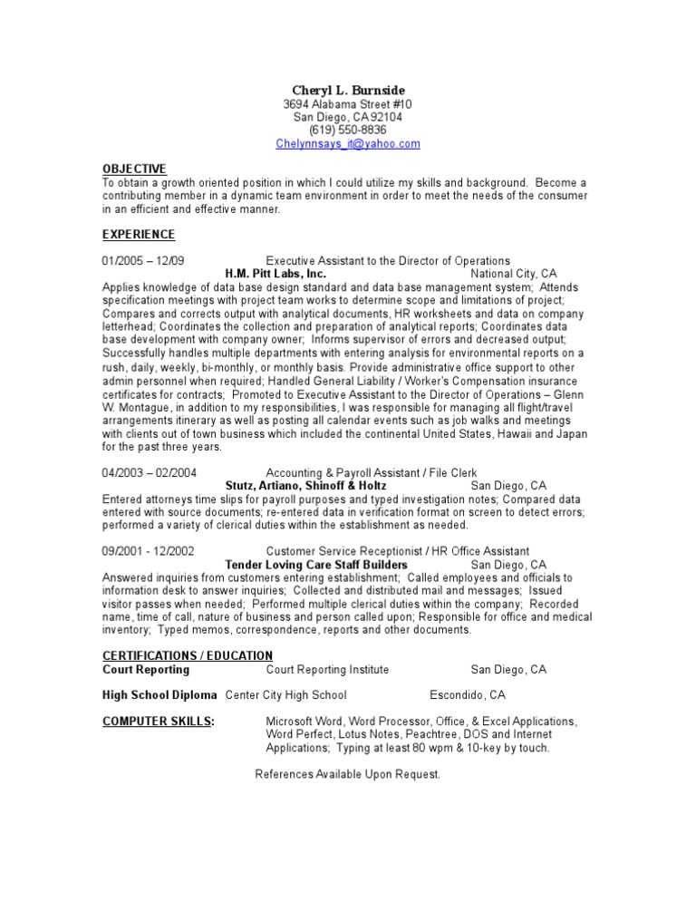 Cheryl Burnside Resume | PDF | Databases | Data