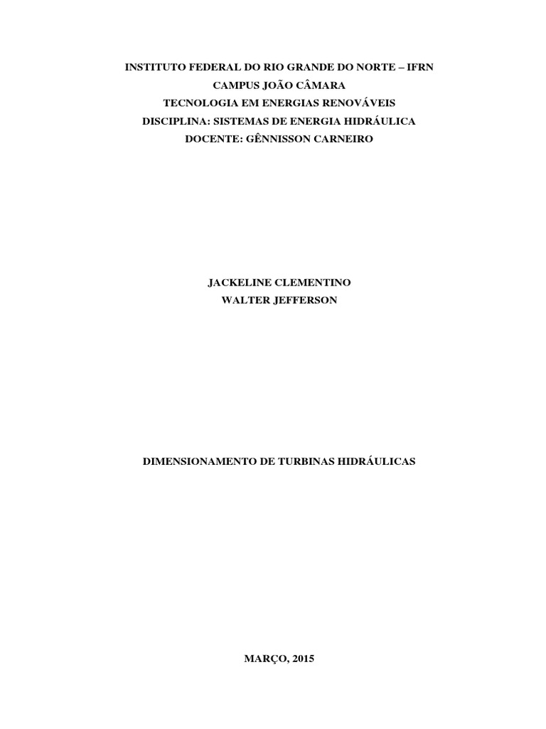 Dimensionamento de Turbinas Straflo | PDF | Máquinas rotativas | Máquinas