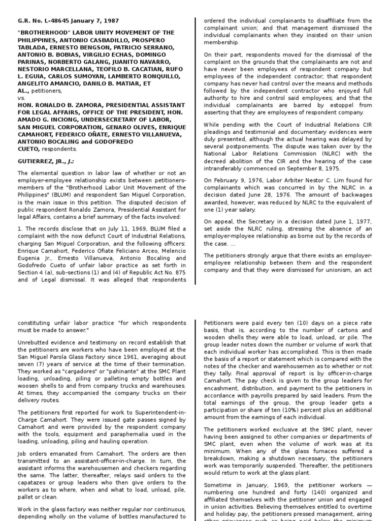 Labor Relations Cases | PDF | Strike Action | Employment
