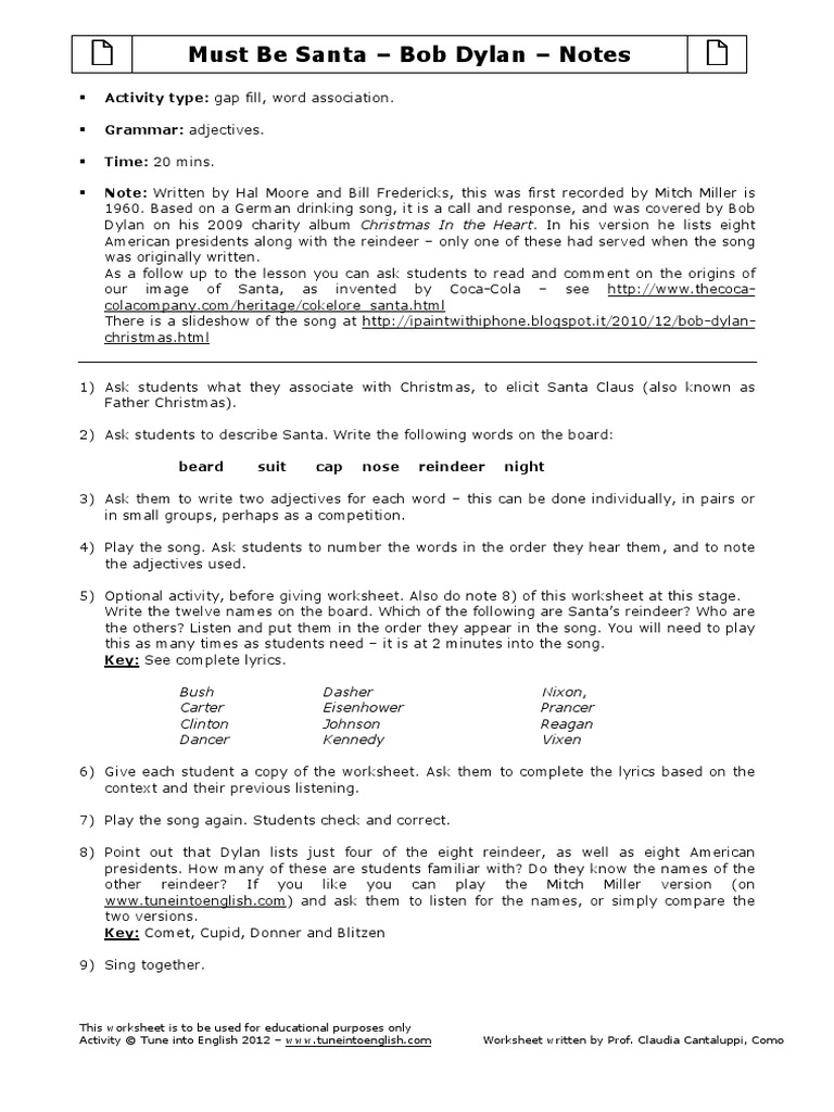 Must Be Santa | PDF | Santa Claus's Reindeer | Santa Claus