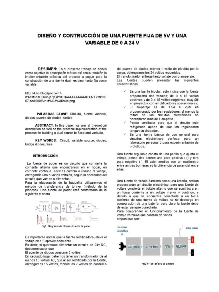 Fuente Dual: Fija y Variable 0-24V | PDF | Transformador | Componentes ...