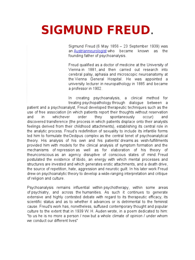 Sigmund Freud: Father of Psychoanalysis | PDF | Social Science | Philosophy