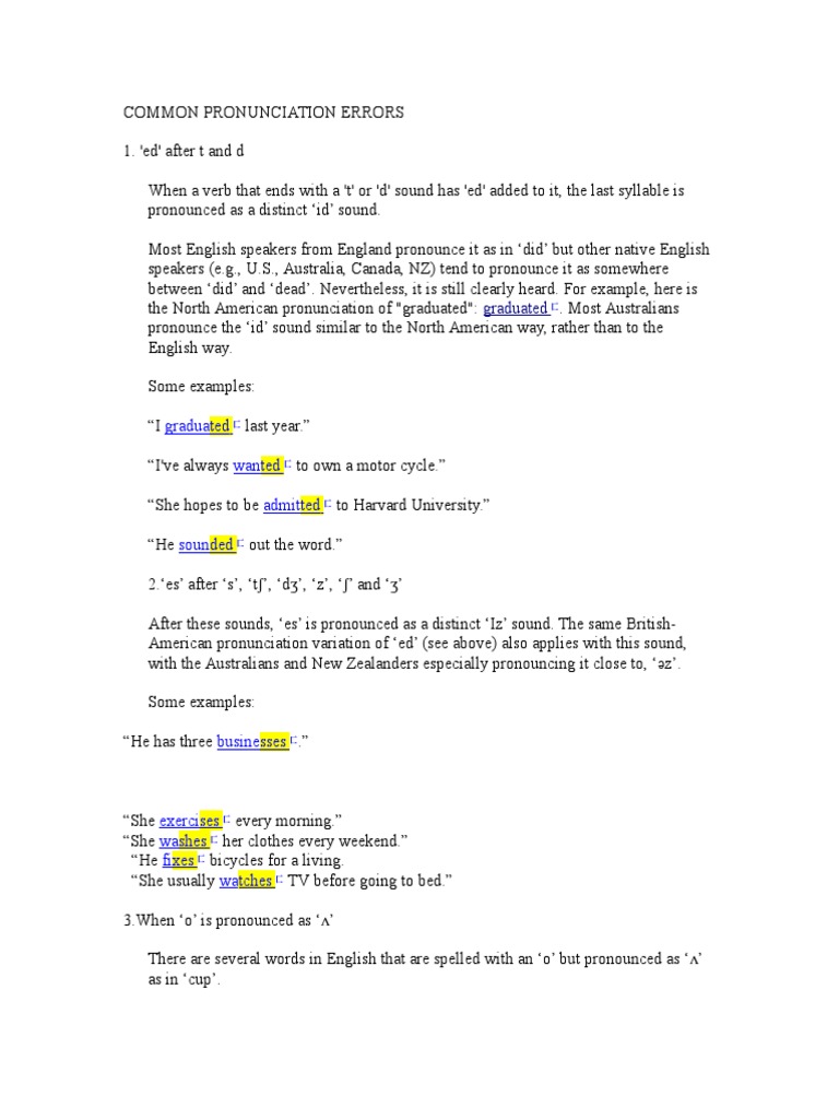 Common Pronunciation Errors Explained | PDF | Traditional Stories ...