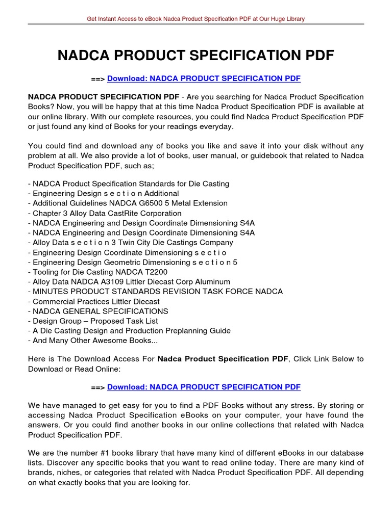 Nadca Product Specification Download Link | PDF | E Books | Portable ...