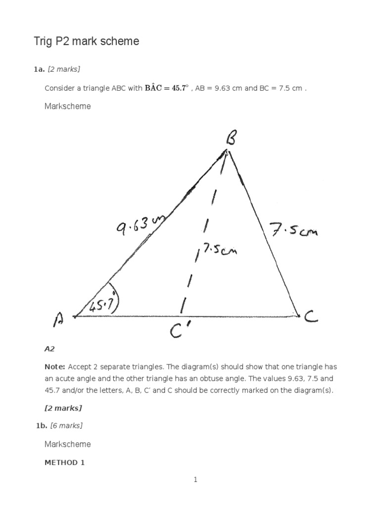 Trig P2 Mark Scheme | PDF | Trigonometric Functions | Quadratic Equation