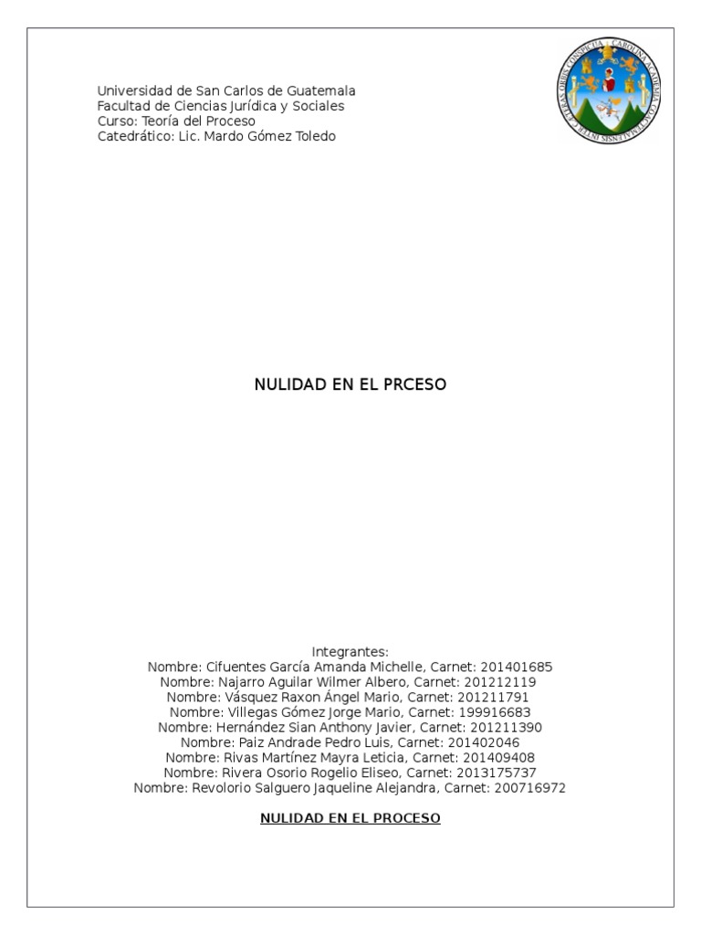 Nulidad en el Proceso Judicial | PDF | Nulo (ley) | Ley procesal