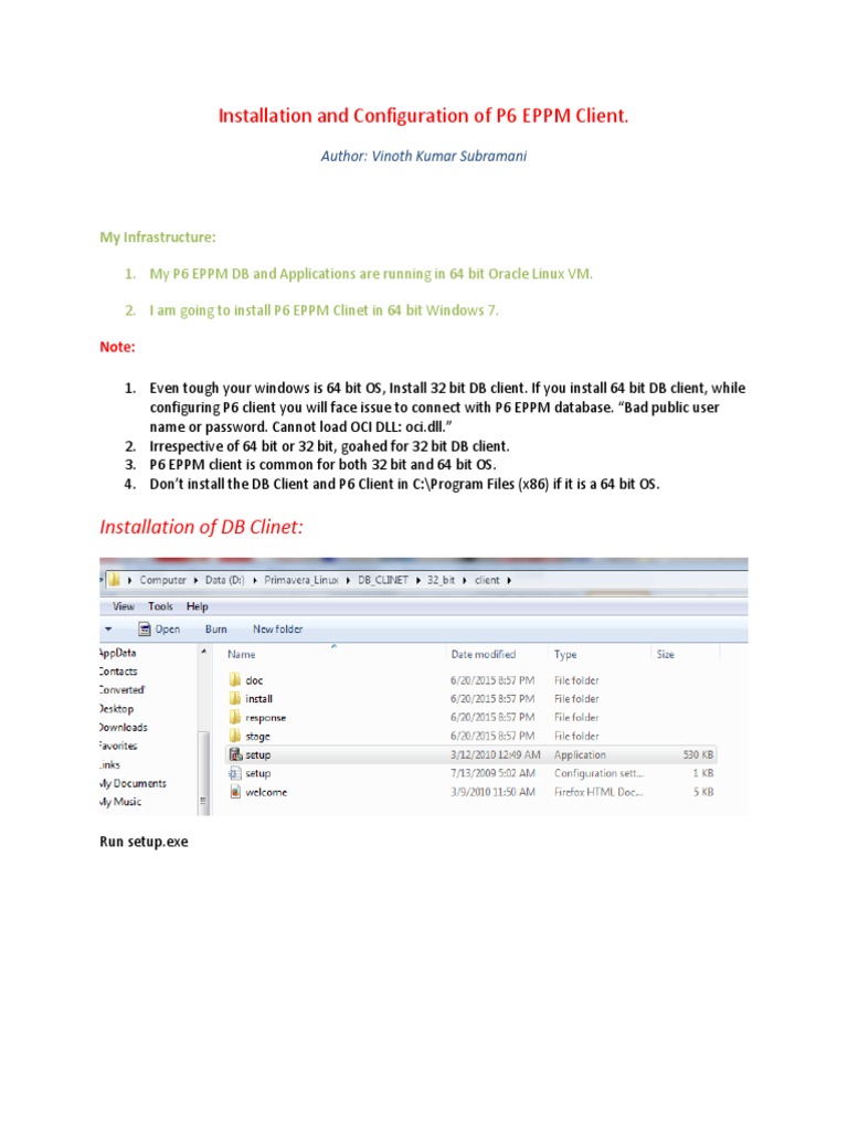 Installation and Configuration of P6 EPPM Client | PDF
