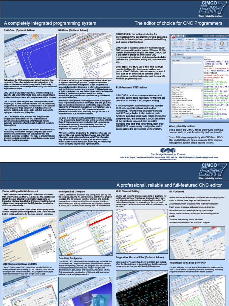 Cimco Edit 7brochure | Download Free PDF | Numerical Control | Computing