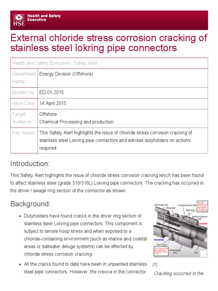 HSE Safety Alert - External Chloride Stress Corrosion Cracking of ...