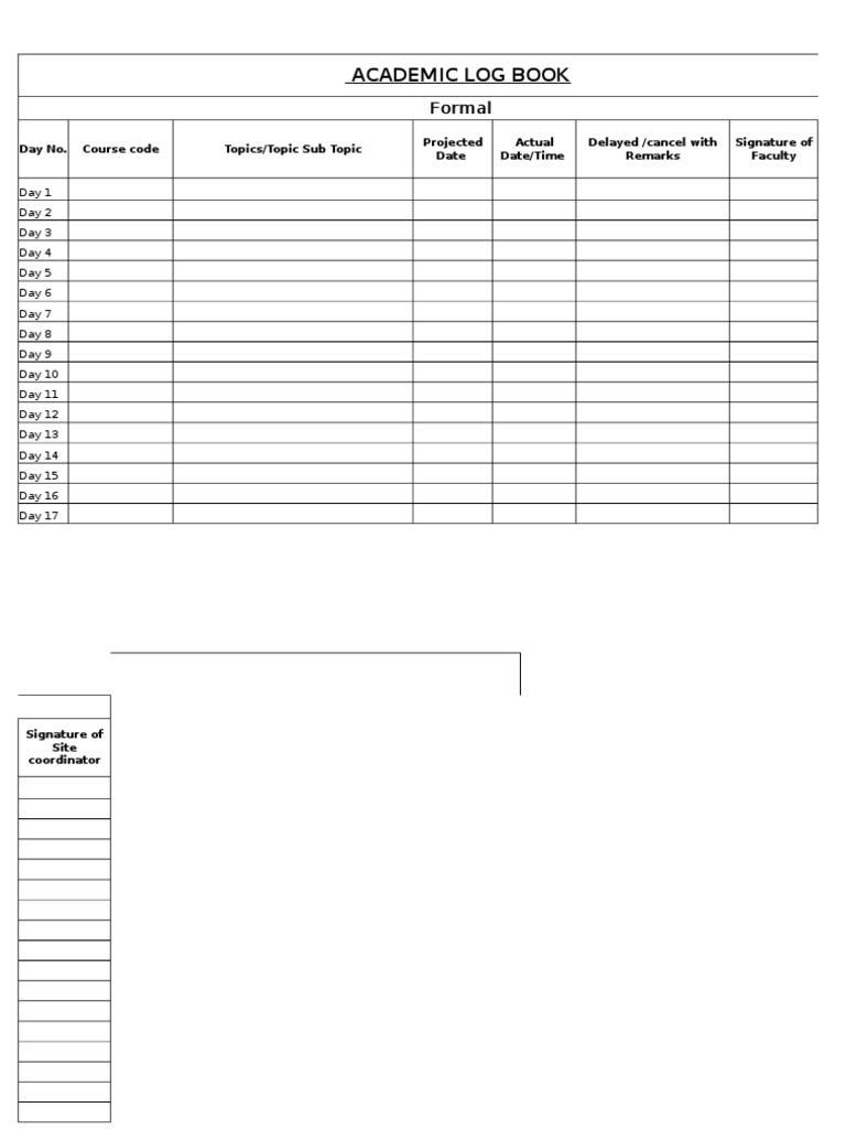 Academic Log Book: Formal | PDF
