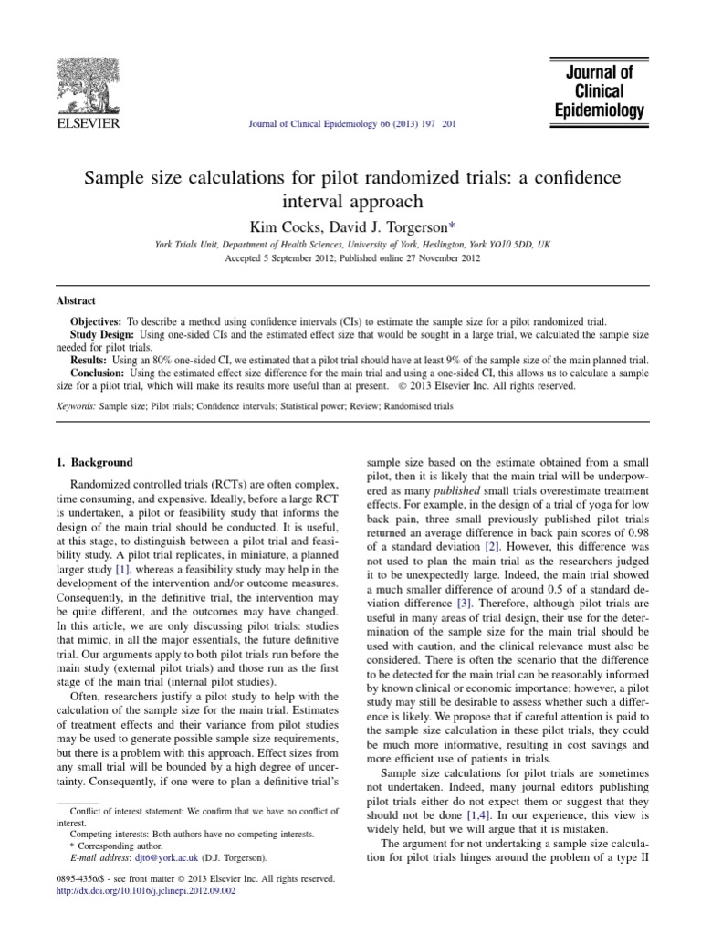 Sample Size Pilot | PDF | Confidence Interval | Sample Size Determination